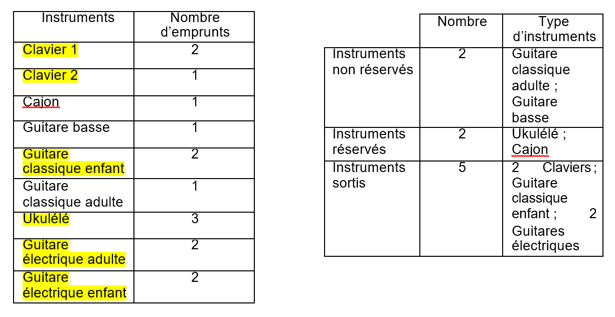 Bilan 2019 de la ZIcotek de Carnac : prêt d’instruments de musique en ...